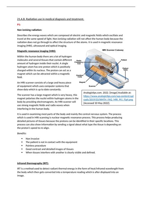 Summary Btec Unit 21 Assignment 1 Aim Aandb Distinction Grade Unit 21 Medical Physics