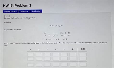Solved HW15 Problem 3 1 Point Consider The Following Chegg