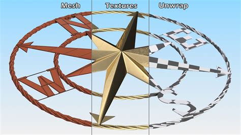 Classical Compass Rose Gold 3d Model 16 3ds Blend C4d Fbx Max