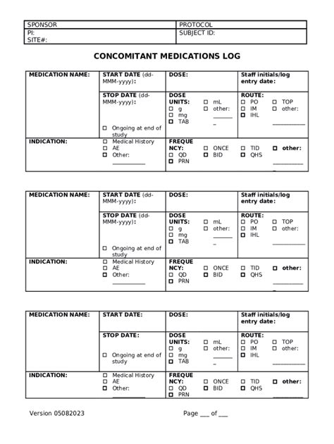 Nimh Concomitant Medication Log Template Doc Template Pdffiller