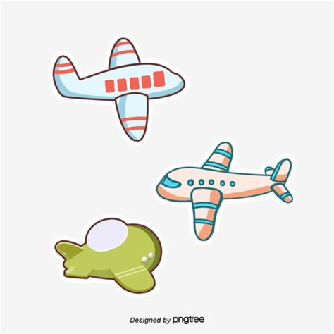 可愛扁平手繪飛機旅行貼圖 動畫片 可愛 手繪竽素材圖案PSD和PNG圖片免費下載