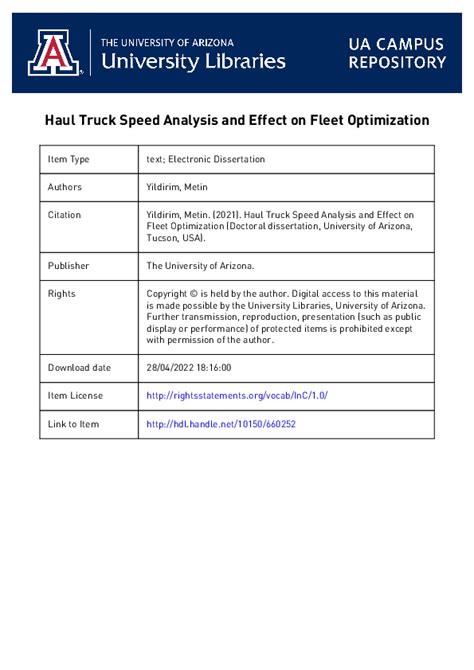 Pdf Haul Truck Speed Analysis And Effect On Fleet Optimization