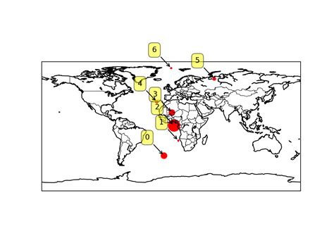 Python 3x Basemap Draw Points On Map Depending On Coordinates Dot Size Number Of