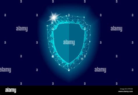 Cyber Security Safety Shield Low Poly Polygonal Geometric Glowing Guard Save From Internet