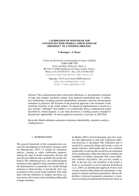 Pdf Calibration Of Nonlinear And Continuous Time Models Application