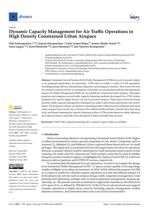 Pdf Dynamic Capacity Management For Air Traffic Operations In High Density Constrained Urban