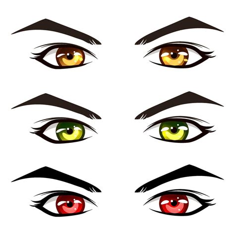 Set Of Male Eyes With Eyebrows In Anime Style 25337061 Vector Art At