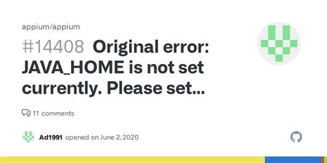 Original Error Javahome Is Not Set Currently Please Set Javahome · Issue 14408 · Appium