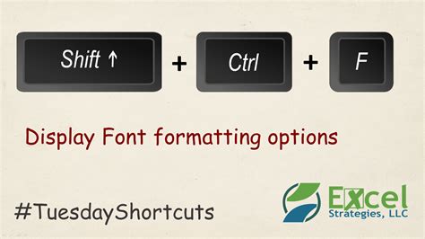 Shift Ctrl F Display Msexcel Font Formatting Options Tuesdayshortcuts Msexcel Excel