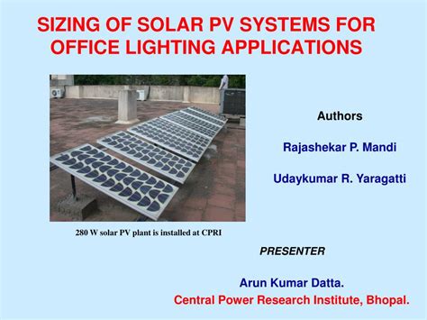PPT SIZING OF SOLAR PV SYSTEMS FOR OFFICE LIGHTING APPLICATIONS PowerPoint Presentation ID