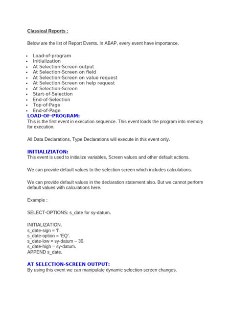 Classical Reports In Sap Abap Pdf Parameter Computer Programming