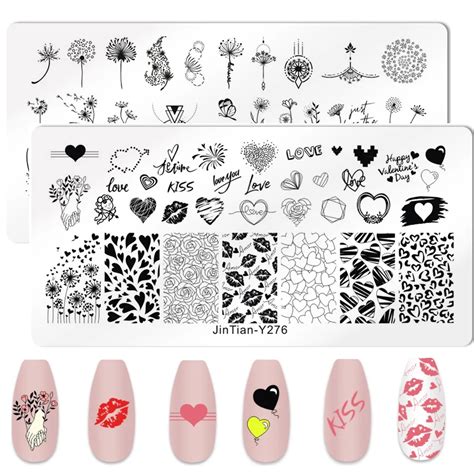 Valentines Day Nail Stamping Plates Rose Flower Love Theme Nail Art