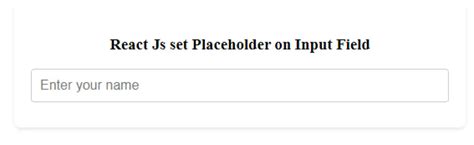 React Js Set Placeholder On Input Field
