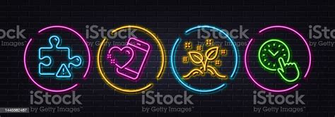 하트 시작 개념 및 퍼즐 최소 라인 아이콘 웹 응용 프로그램 인쇄용 네온 레이저 3d 조명 벡터 개념에 대한 스톡 벡터 아트 및 기타 이미지 Istock