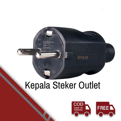 Stop Kontak Kepala Colokan Hitam Listrik Inlet Outlet Kuningan 220v 10a