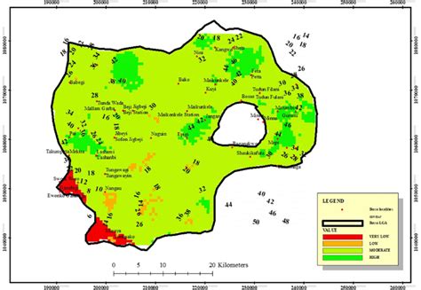 Map Showing An Overlay Of Gwpm And Db Contour Values Distribution