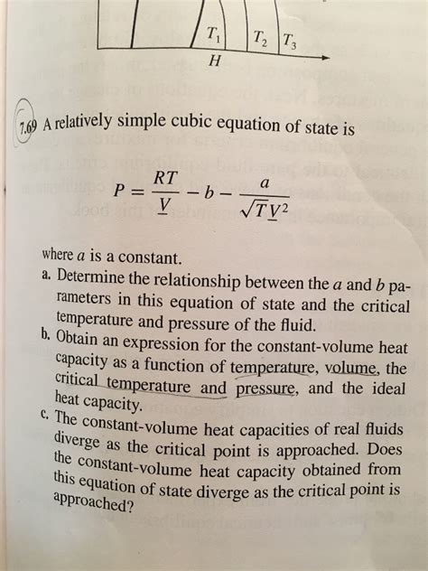 Solved A Relatively Simple Cubic Equation Of State Is