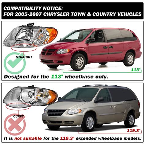 Headlight Assembly Fit For 2001 2007 Dodge Grand Caravan