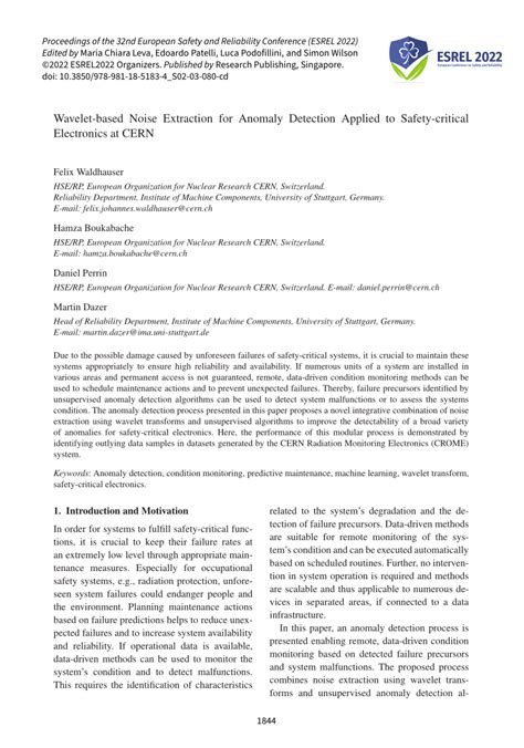 Pdf Wavelet Based Noise Extraction For Anomaly Detection Applied To