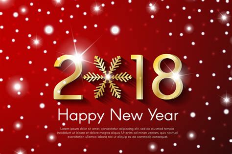 빨간 눈 배경에서 황금 새 해 2018 개념 황금 번호와 눈송이 벡터 인사말 카드 일러스트 0명에 대한 스톡 벡터 아트 및 기타 이미지 Istock