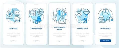 Challenges Of Direct Marketing Blue Onboarding Mobile App Screen Stock Vector Illustration Of