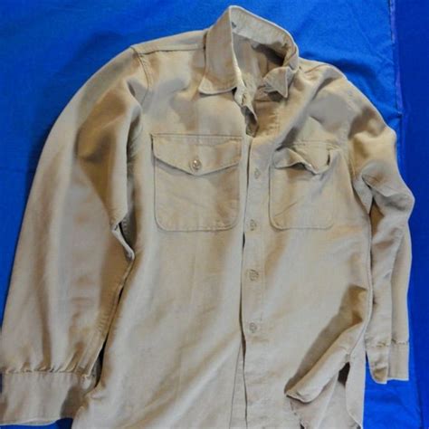 Shirts 15x33 1958 Vietnam War Usmc Marine Corps Khaki Long Sleeve