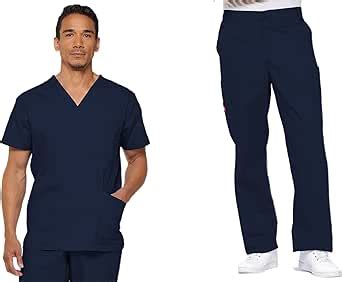 Dickies Eds Signature Men Scrubs Set 81906 V Neck Top And 81006 Zip Fly