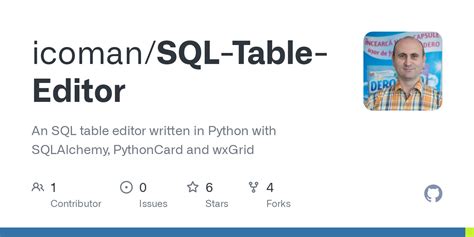 github icoman sql table editor an sql table editor written in python