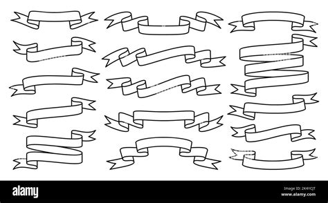 Ribbon Linear Banners Set Simple Modern Ribbons Collection Vintage