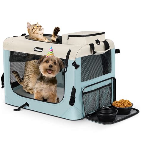 Reerooh Large Cat Carrier 24x17x17 Soft Sided Pet Carrier With 2