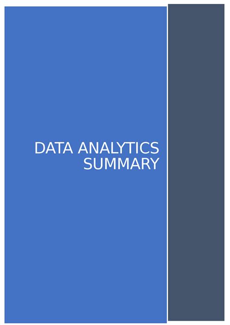 Data Analytics Summary Data Analytics Summary Table Of Contents Lecture 1 Exploratory Data
