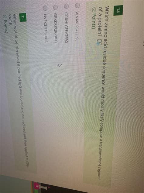 Solved 14 Which Amino Acid Residue Sequence Would Mostly