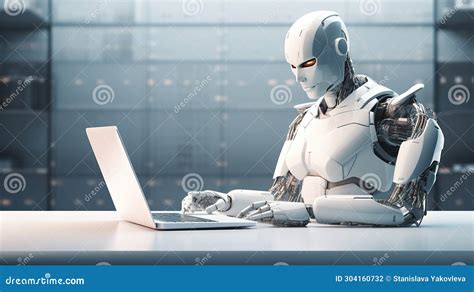 Humanoid Robot Programmer With Computer Generative Ai Stock