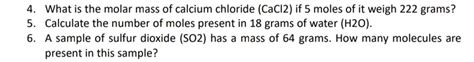 Solved What Is The Molar Mass Of Calcium Chloride Cacl2