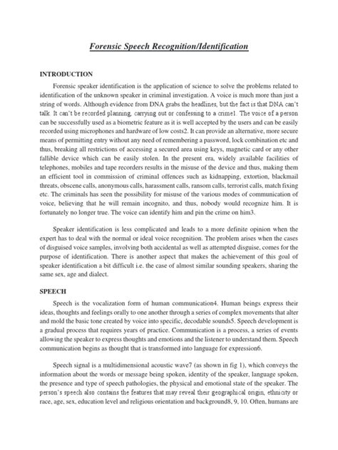 Forensic Speech Recognition Pdf Human Voice Speech