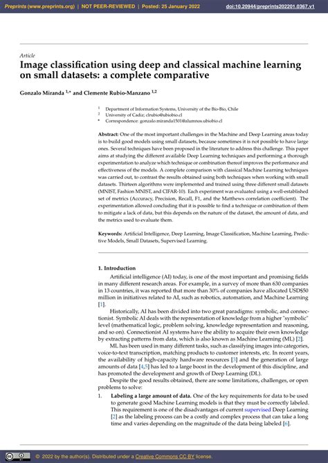 Pdf Image Classification Using Deep And Classical Machine Learning On Small Datasets A