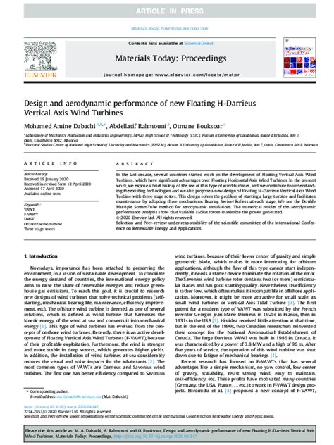 Pdf Design And Aerodynamic Performance Of New Floating H Darrieus Vertical Axis Wind Turbines
