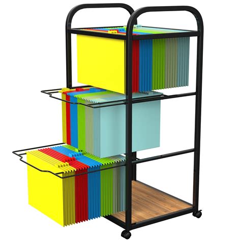 Buy 3 Tiers Metal Rolling File Carts Hanging Files For A4 Mobile File