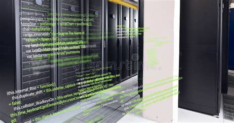 Animation Of Data Processing Against Empty Computer Server Room Stock