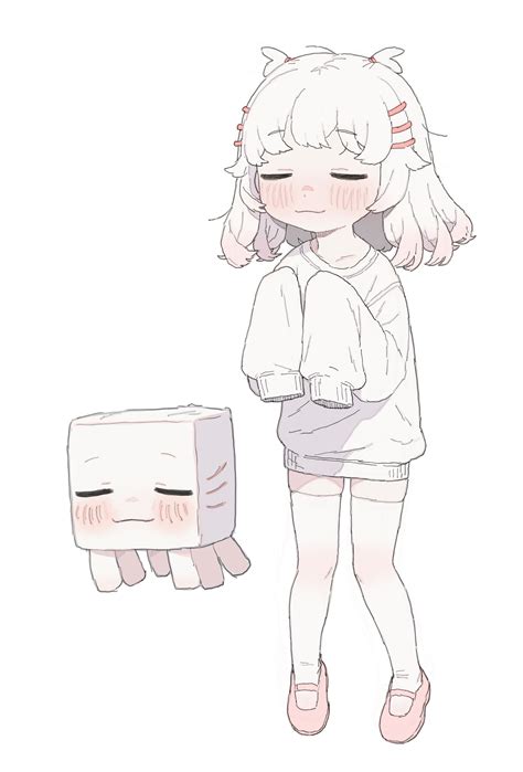 Possummachine Ghast Happy Ghast Minecraft 1girl 3 Ahoge Blush
