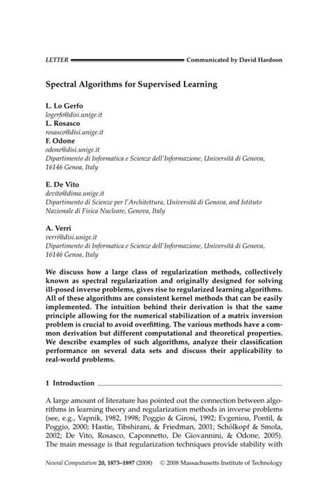 Pdf Spectral Algorithms For Supervised Learning Dimadevitopubcon