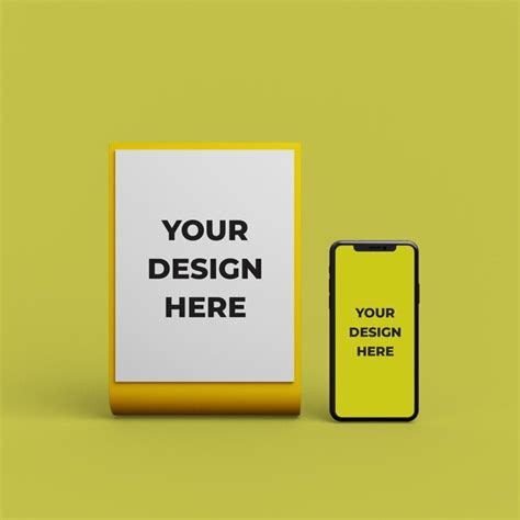 Premium Psd Editable Phone With Display Banner Mockup For Advertisement