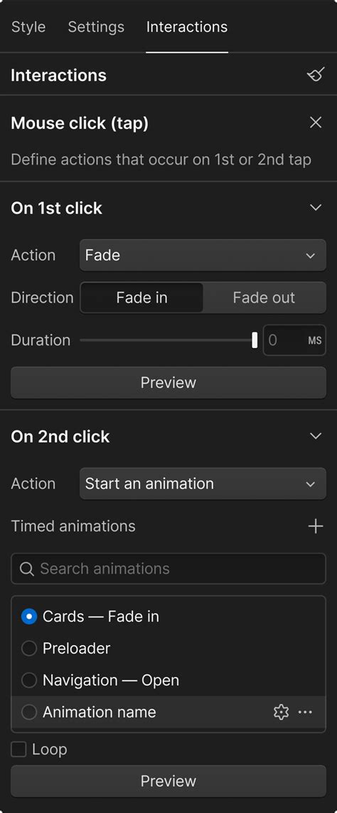 website interactions and animations webflow