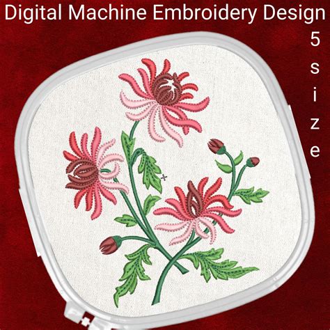 Chrysanthemum Flower Embroidery Design 5 Sizes Digital File Etsy