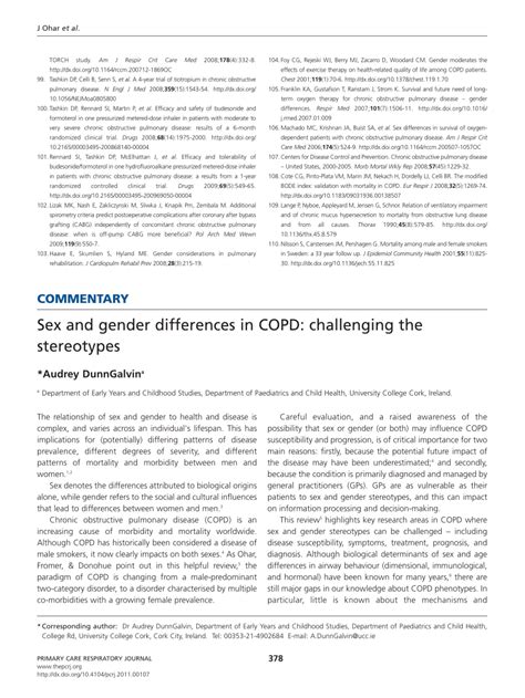 Pdf Sex And Gender Differences In Copd Challenging The Stereotypes