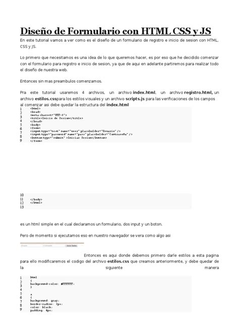 Diseño De Formulario Con Html Css Y Js Pdf Contraseña Hojas De Estilo En Cascada