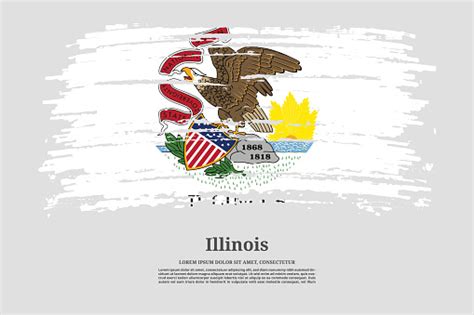 브러시 스트로크 효과와 정보 텍스트 포스터 벡터와 일리노이 국기 공휴일에 대한 스톡 벡터 아트 및 기타 이미지 공휴일 관광 국가 지리적 지역 Istock