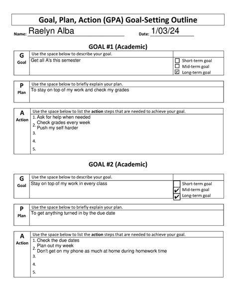 Kami Export Gpa Outline Fillable 1 Goal Plan Action Gpa Goal Setting Outline Name