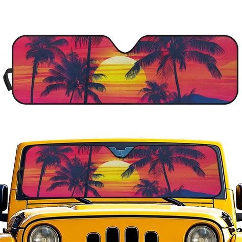 Xyzcando Palm Trees Windshield Sun Shade For 1997 2017 Jeep Wrangler