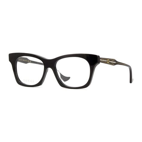 Gucci Eyeglasses Square Full Rim Black Frame And Clear Demo Lenses Le